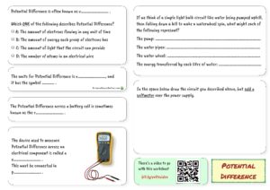 Potential Difference - Science Sauce